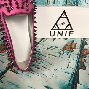 UNIF | Shoes | Unif Hellraiser Bubblegum Pink Spiked Flats Nib | Poshmark